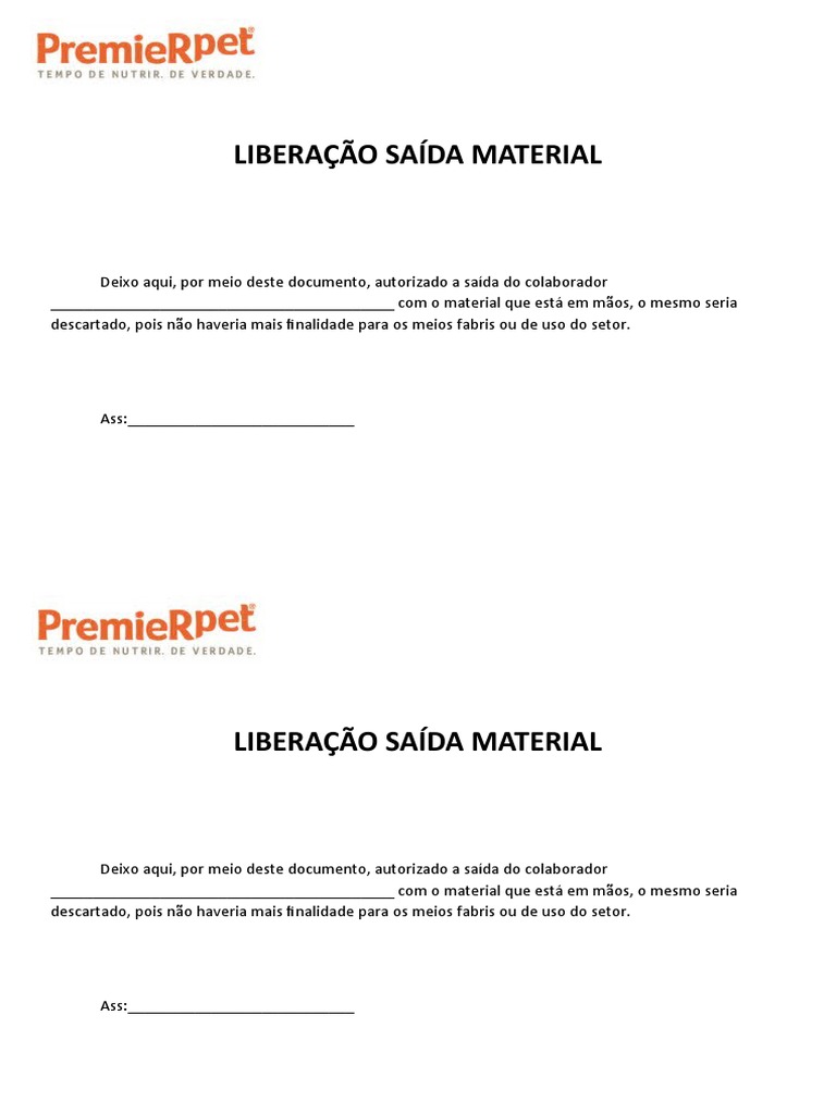Carta Liberação Material | PDF