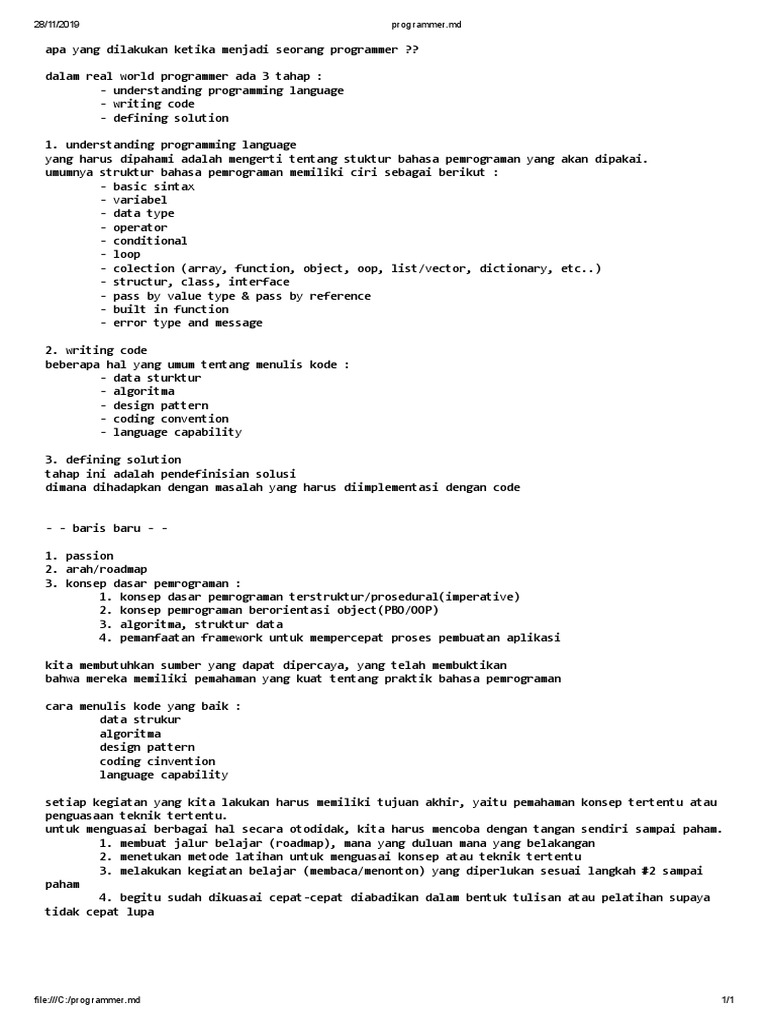 Konsep Dasar Pemrograman untuk Pemula | PDF