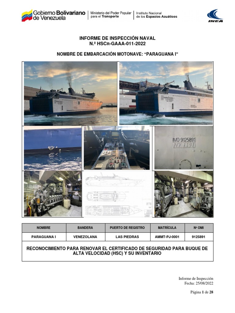 Hscr Gaaa 011 2022 1857 Informe Paraguana Pdf Embarcación Envío