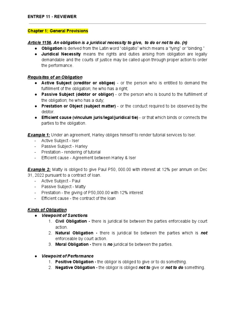 Oblicon Midterm Reviewer | PDF | Interest | Law Of Obligations