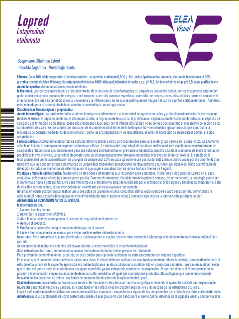 Lopred Prospecto ELEA | PDF | Corticosteroides | Glaucoma