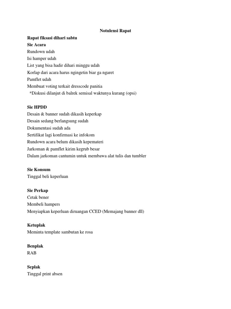 Notulensi Rapat 3 PDF | PDF