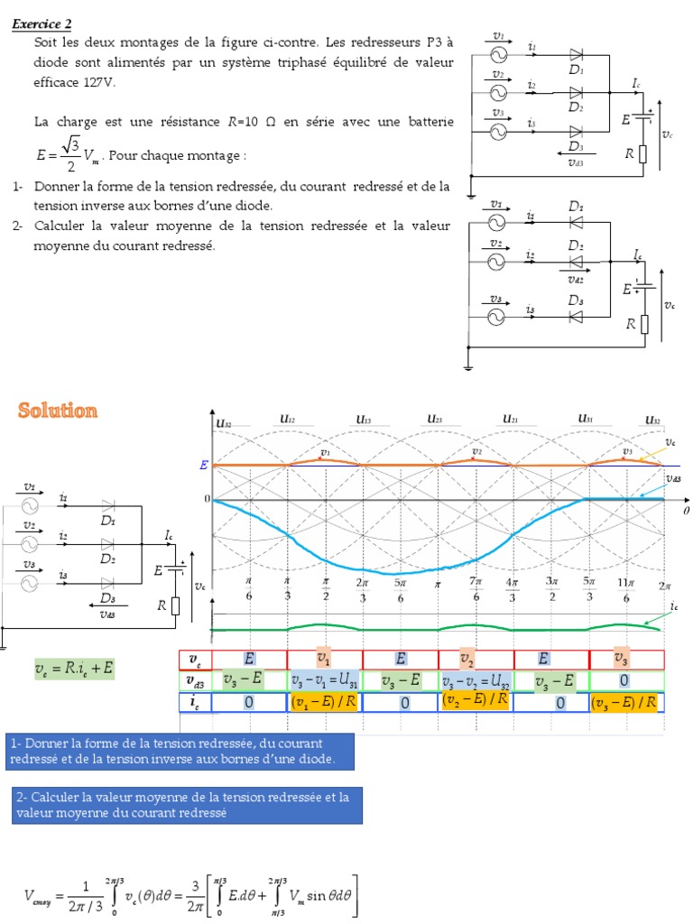 Solution EX2 Serie 1 PDF | PDF | Redresseur | Ingénierie électronique