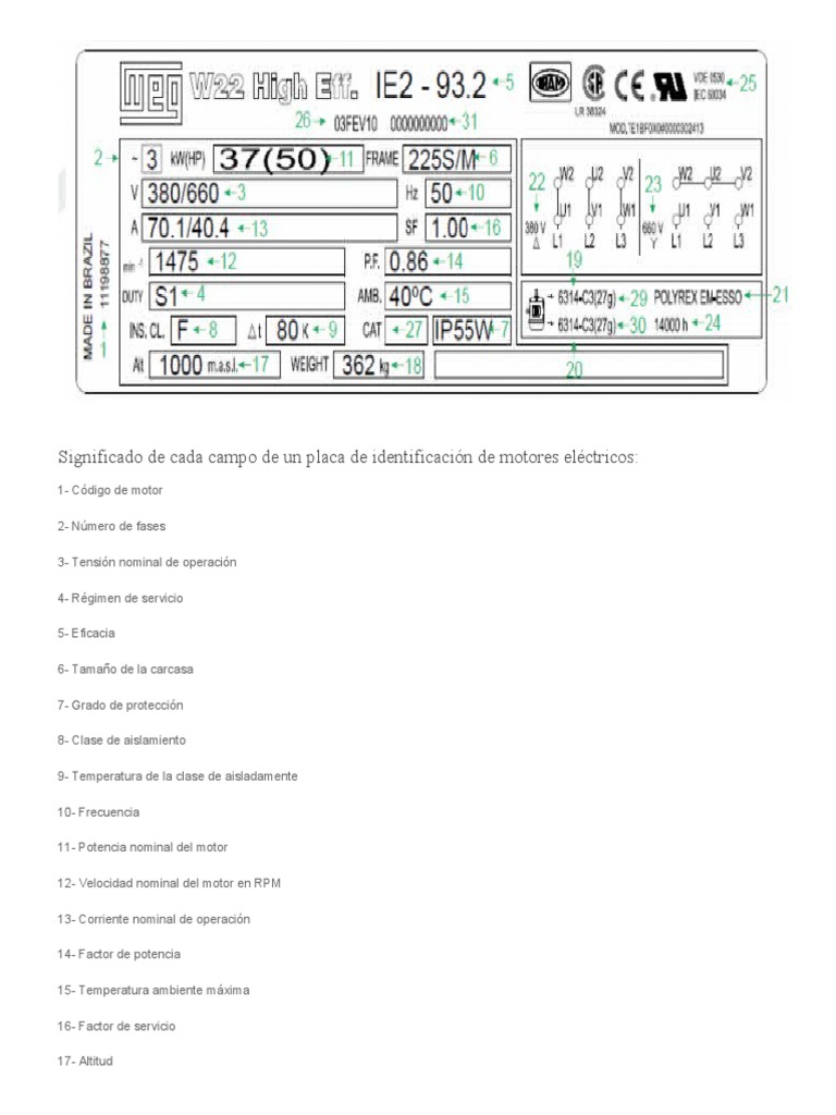 Placa de Identificación de Motores Eléctricos | PDF