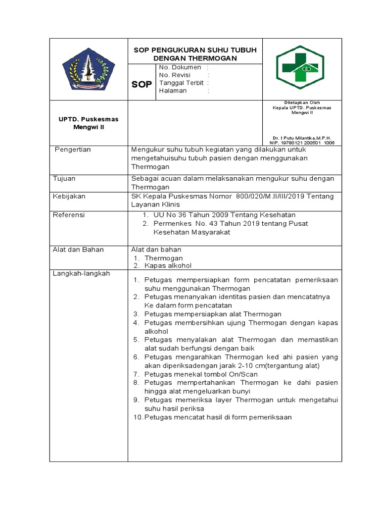 SOP Pengukuran Suhu dengan Thermogan | PDF