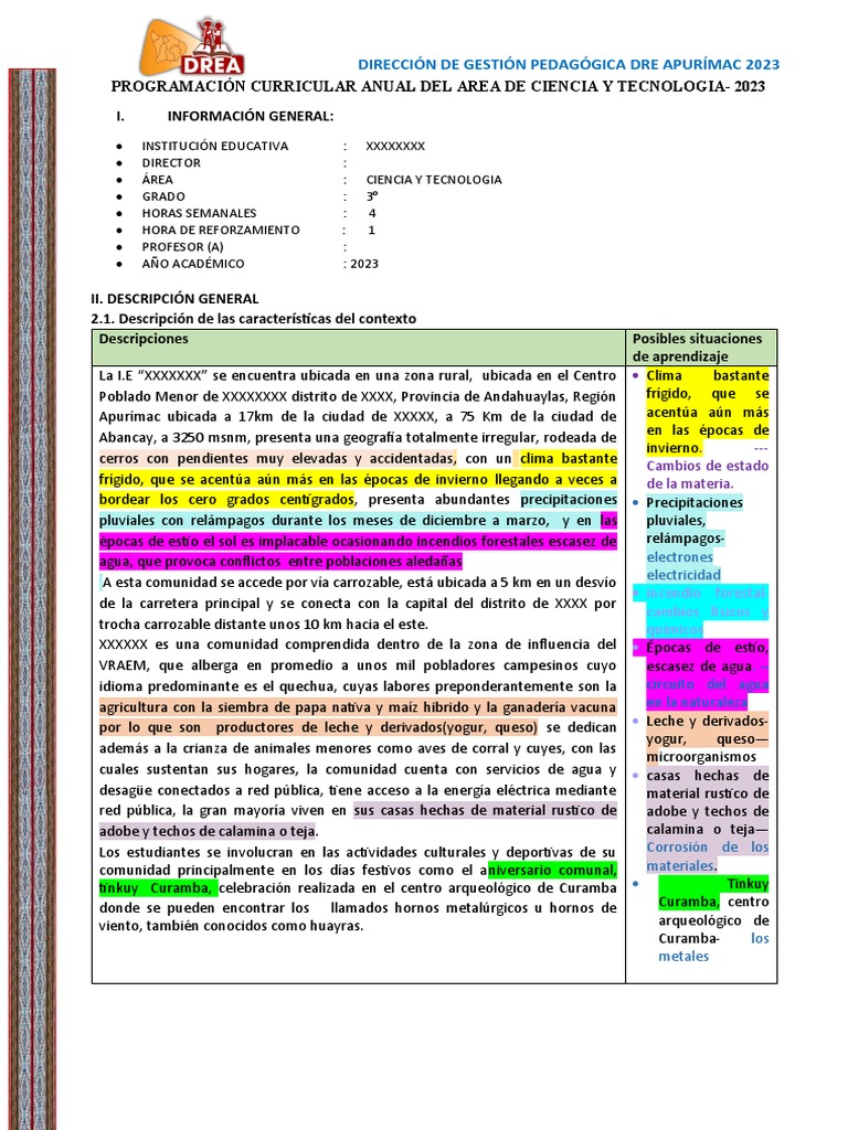CyT - PROPUESTA PLANIFICACION Tercer Grado CyT | PDF | Evaluación | Aprendizaje