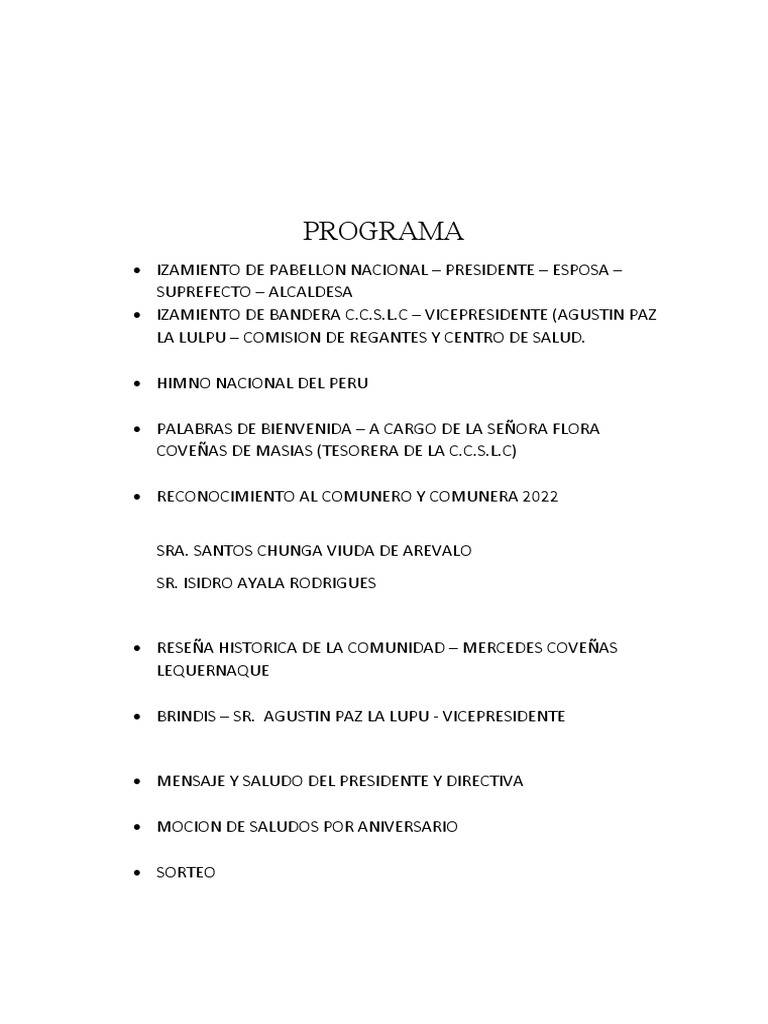 Programa Aniversario | PDF