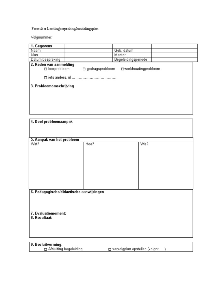 Formulier Leerlingbespreking | PDF