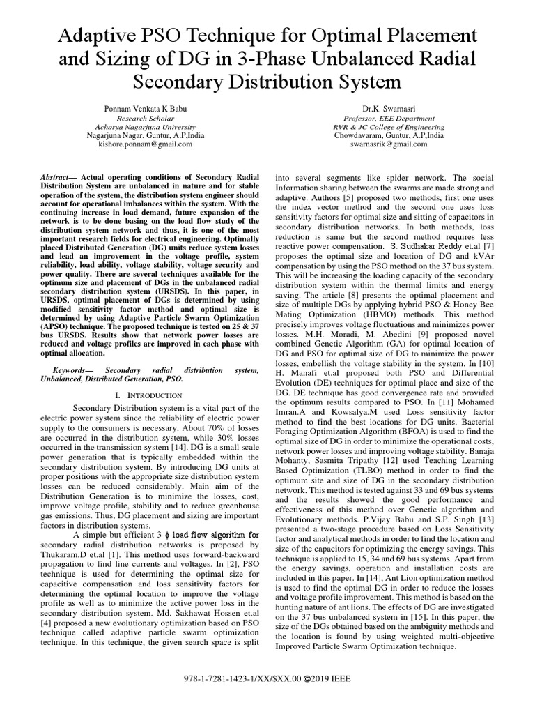 IEEE Paper | PDF | Mathematical Optimization | Electric Power Distribution