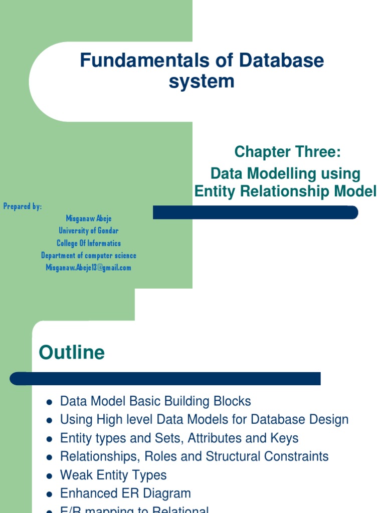 Chapter 3-Data Modelling Using Entity Relationship Model | PDF