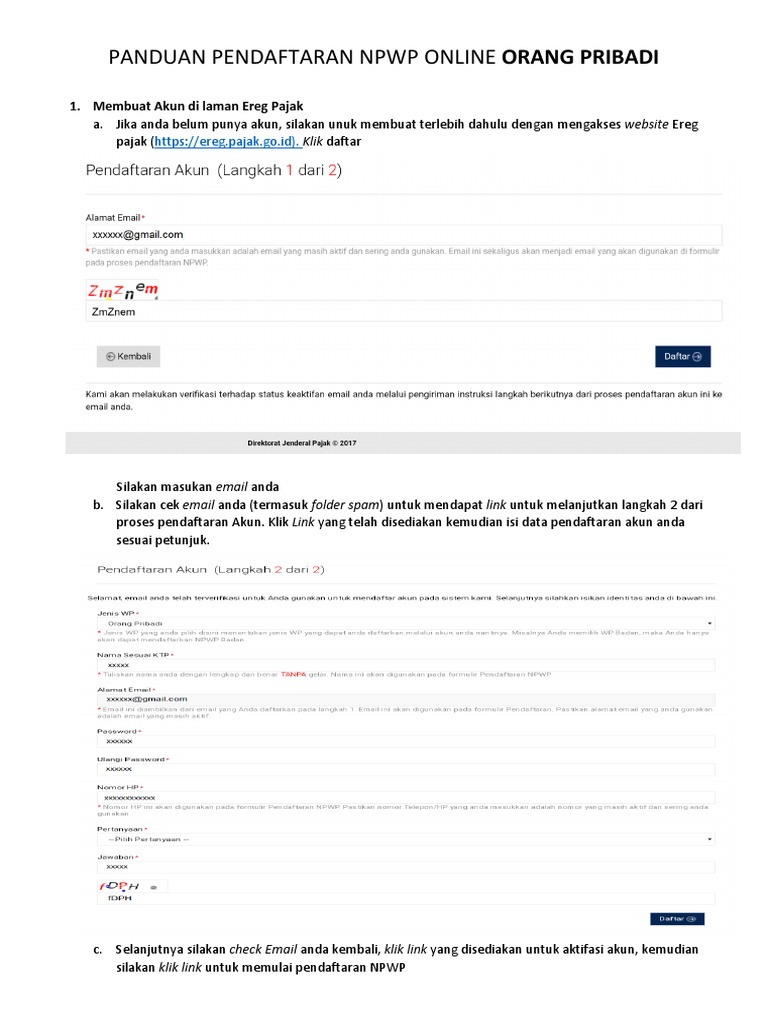 Tata Cara Mendaftar NPWP Online OP | PDF
