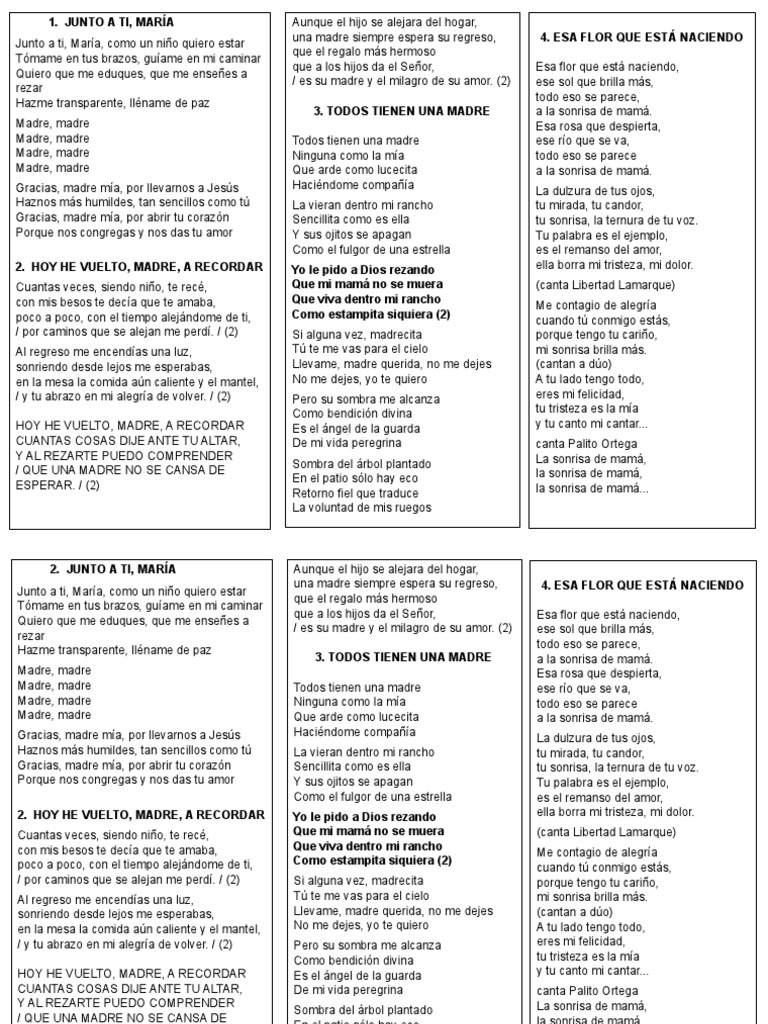 Canciones Por El Dia de La Madre | PDF | María, madre de Jesús | Amor