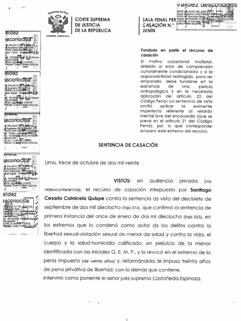 Eximente Imperfecta CAS+186-2019 | PDF