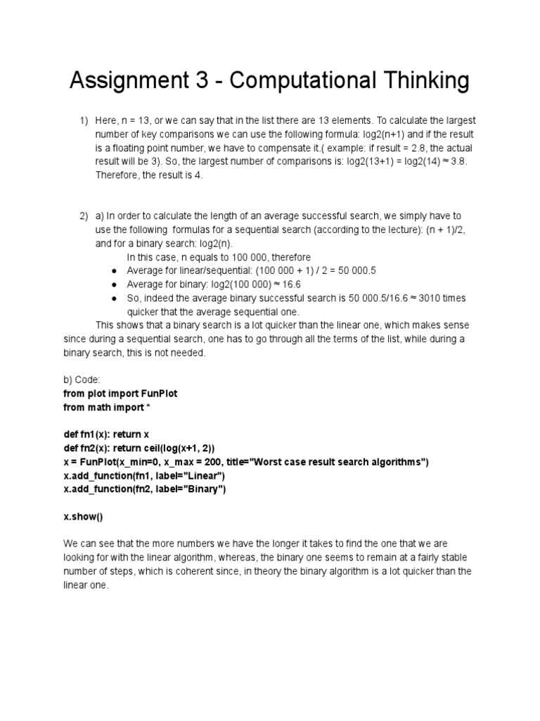 Assignment 3 - Computational Thinking | PDF | Computing | Arithmetic