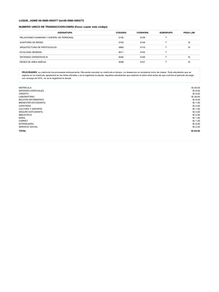 Matrícula UTP - Información de Matrícula PDF | PDF