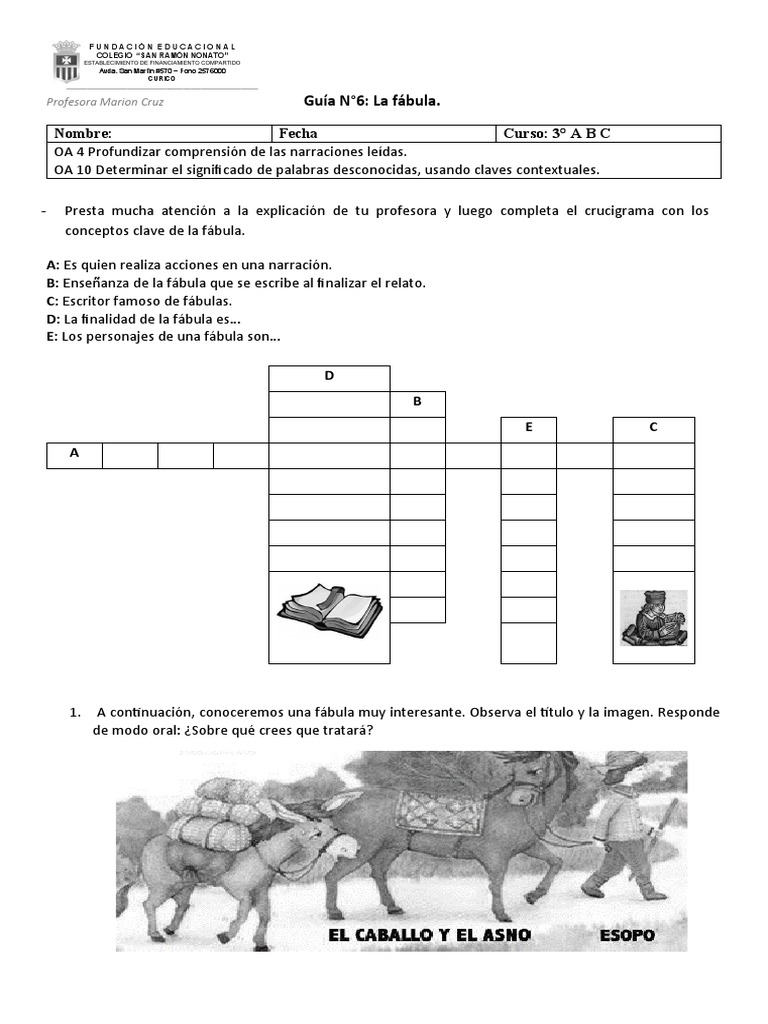Guía N°6 Fábula 2 | PDF | Fábula