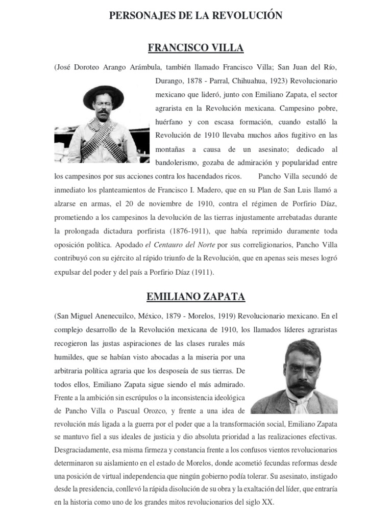 Personajes de La Revolución | PDF | revolución mejicana | México