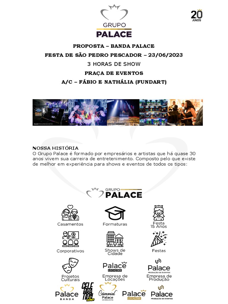 Orçamento para Show da Banda Palace | PDF | Casa e Jardim