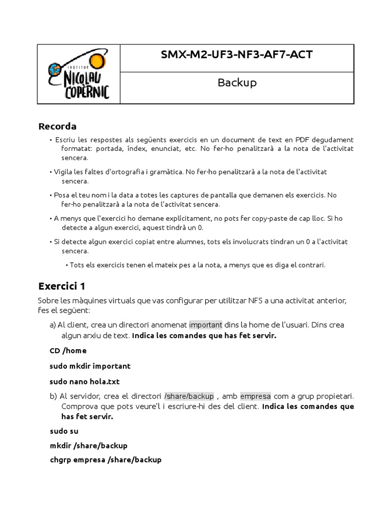 Smx-M2-Uf3-Nf3-Af7-Act - Backup | PDF