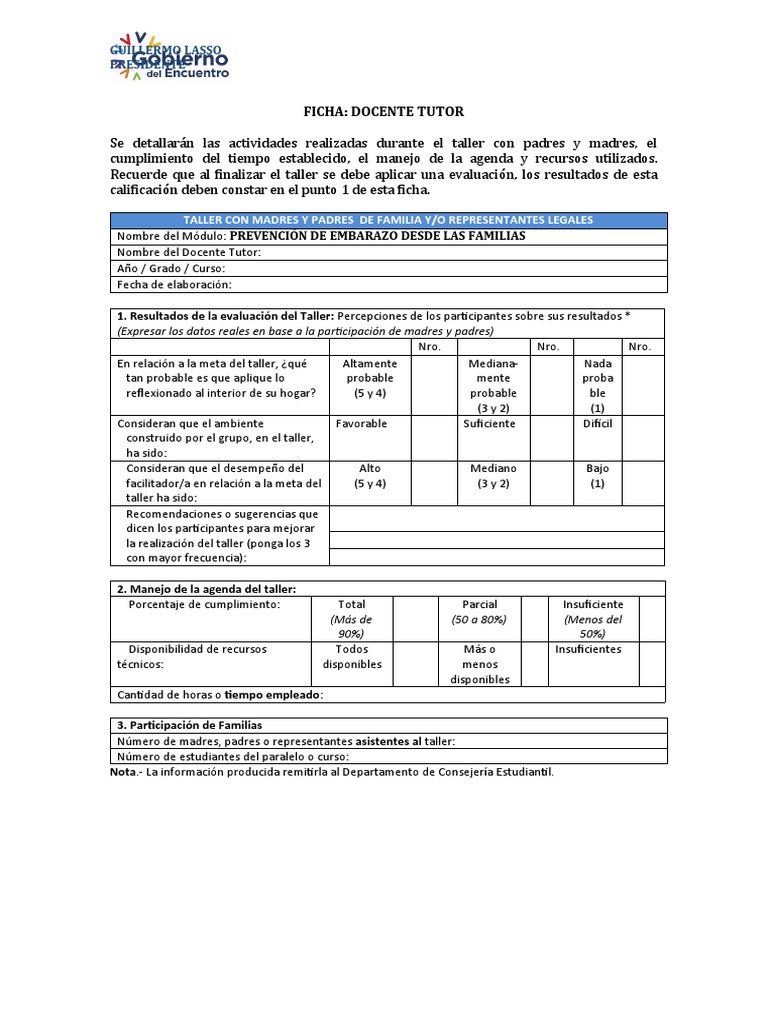 Fichas Docente Tutor Educando en Familia | PDF