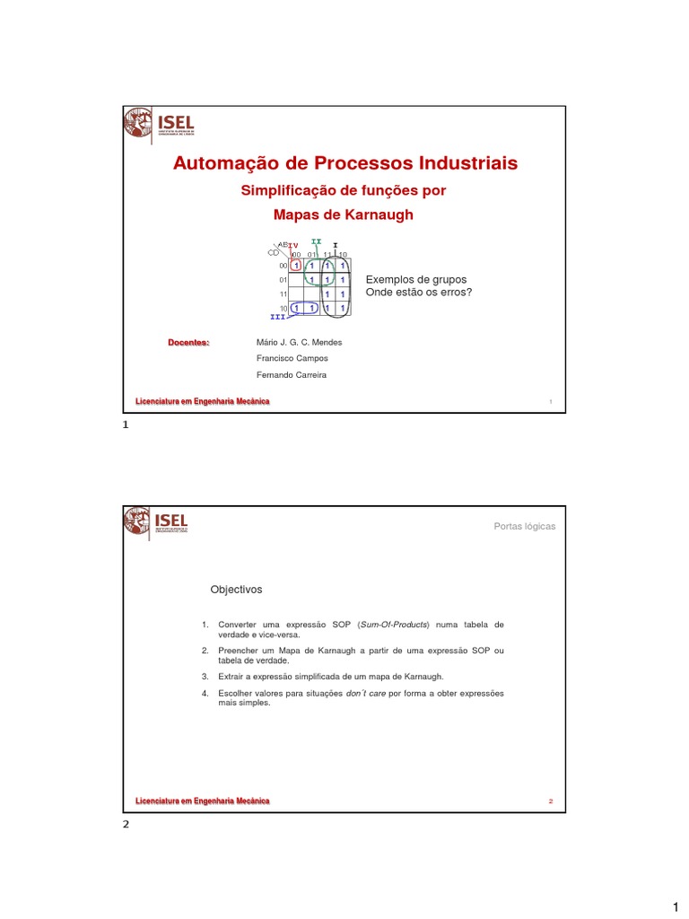 ISEL API MapasKarnaugh Exercicios v2021 | PDF