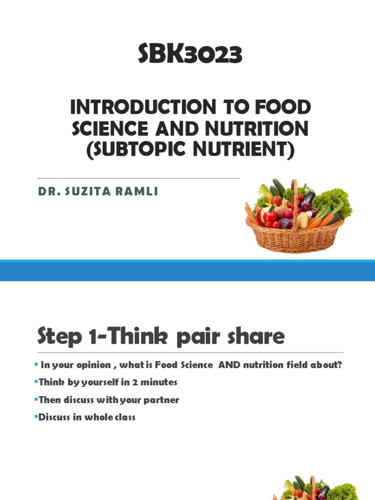 1 - Introduction To Food SC and Nutrient (Subtopic Nutrient) | PDF ...