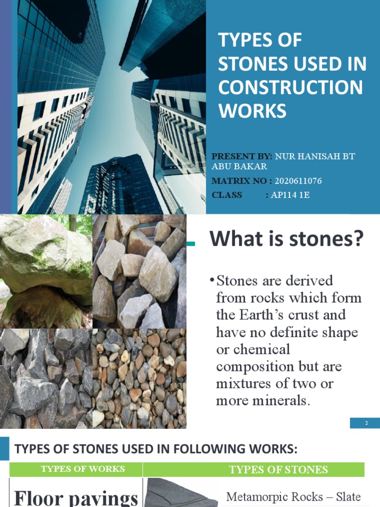 Types of Stones Used in Construction Works | PDF