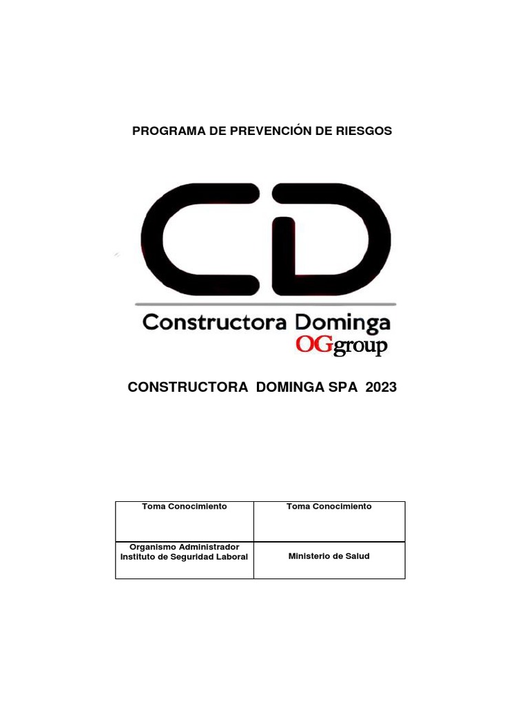 Programa prevención riesgos Constructora Dominga | PDF | Seguridad y salud ocupacional | Auditoría