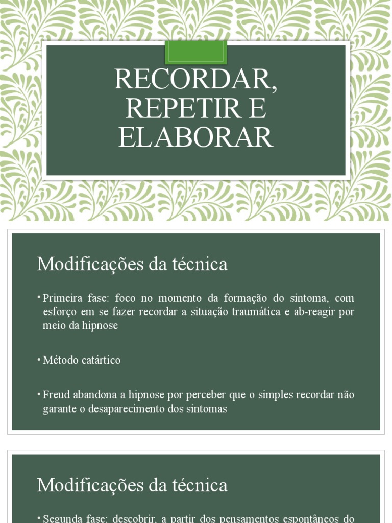 Recordar, Repetir e Elaborar | PDF | Transtorno obsessivo compulsivo ...