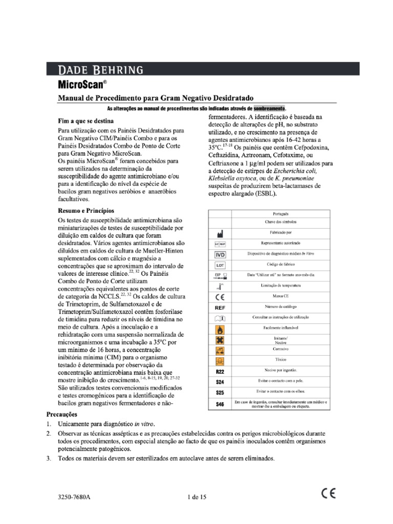 MicroScan Manual de Procedimento para Gram Negativo | PDF