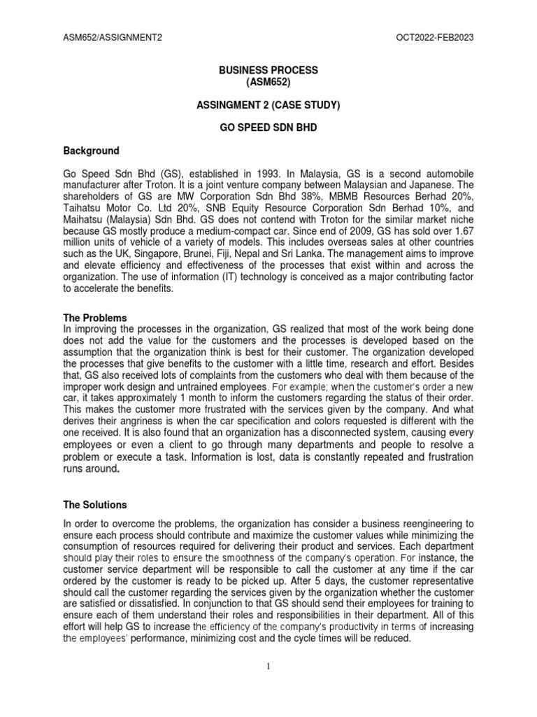 Overcoming Operational Inefficiencies through Business Process Reengineering: A Case Study of Go ...