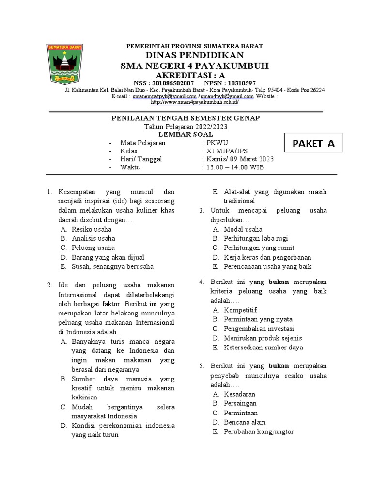 Soal Latihan Pkwu | PDF | Karier & Perkembangan