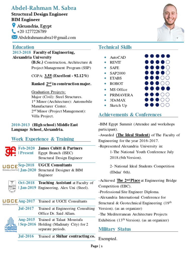 AbdelRahman-Sabra-CV 2018 | PDF | Engineering | Civil Engineering