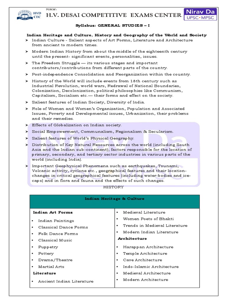 UPSC GS I Syllabus | PDF | Geomorphology | Earth