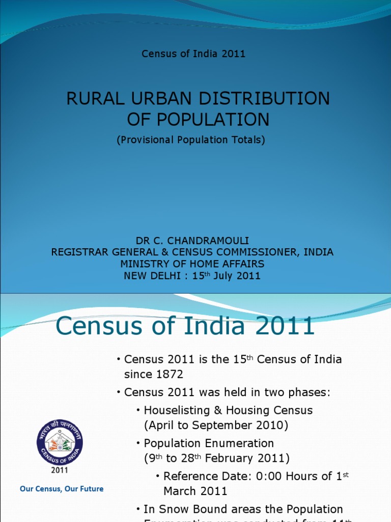 Census of India 2011-Rural Urban Distribution of Population | PDF ...