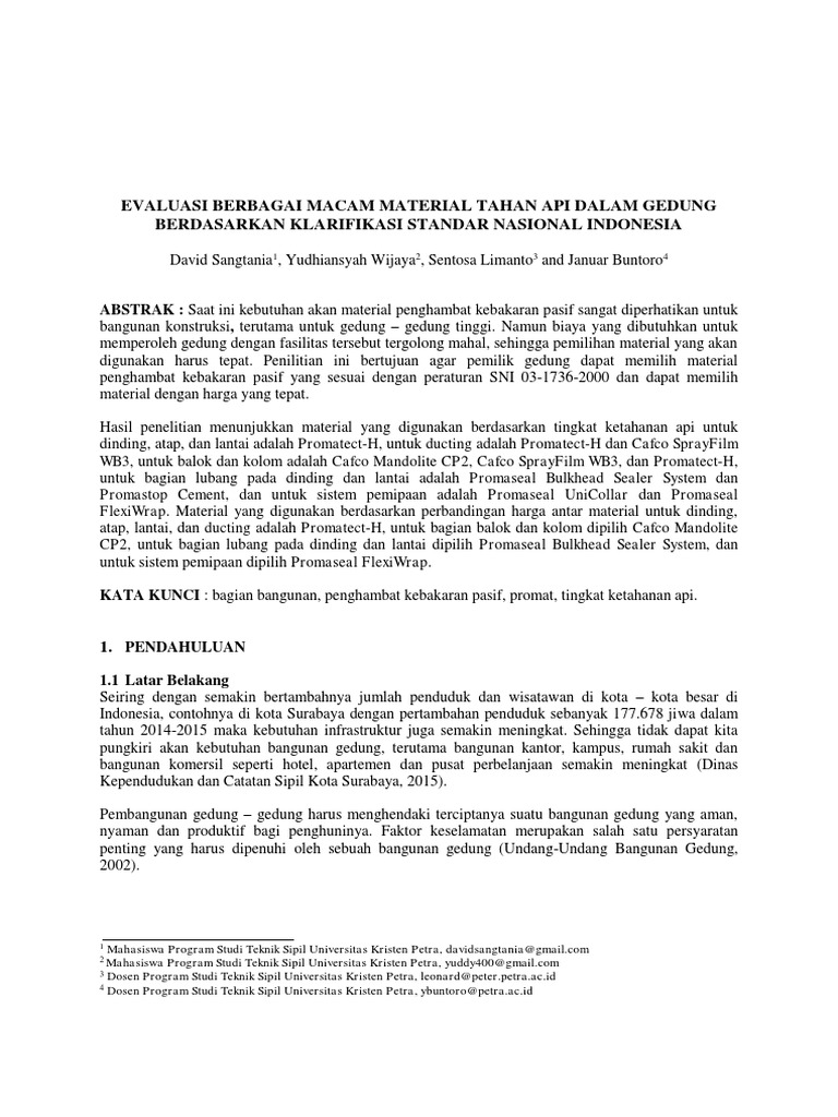 MACAM MATERIAL TAHAN API DALAM GEDUNG | PDF