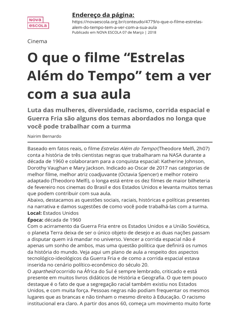O Que o Filme Estrelas Alem Do Tempo Tem A Ver Com A Sua Aula | PDF ... O Que o Filme Estrelas Alem Do Tempo Tem A Ver Com A Sua Aula | PDF ...
