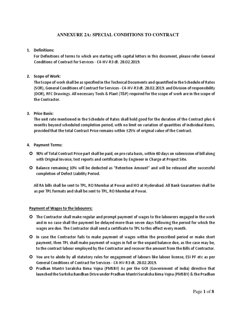 Annexure 3 Specific Conditions of Contract (SCC) | PDF | Legal ...