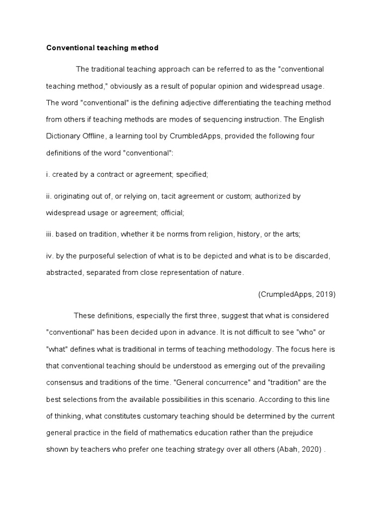 Conventional Teaching Method | PDF | Teachers | Teaching Method Conventional Teaching Method | PDF | Teachers | Teaching Method