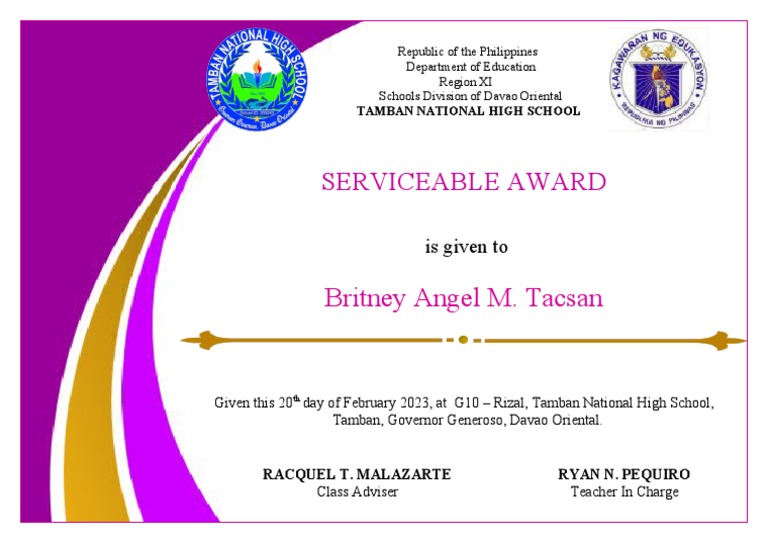 Commendables Certificate Q2 SY2022-2023.docx | PDF