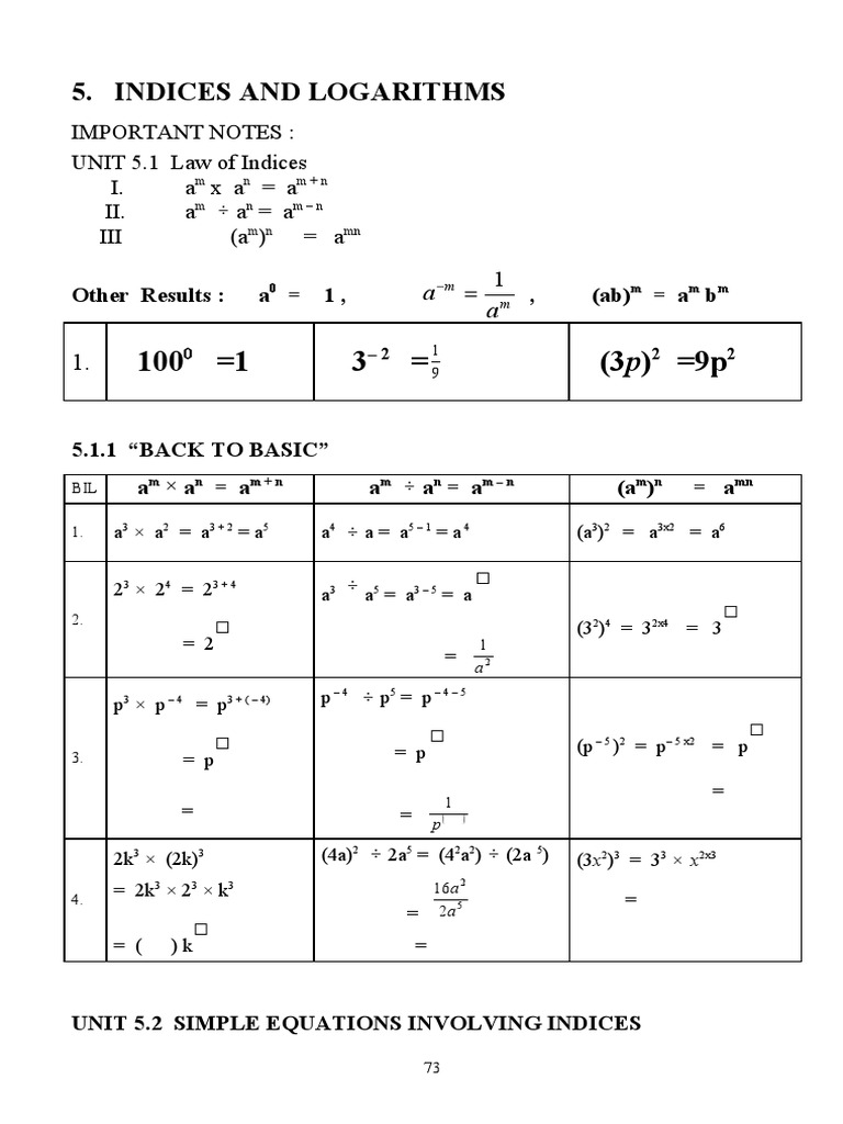 Indices and Logarithms-Addmath-Form-4 | PDF | Complex Analysis | Special Functions