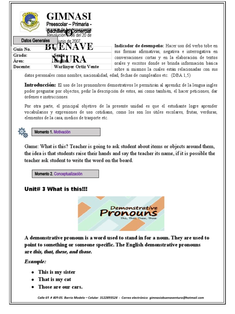 Demostrative Pronouns | PDF