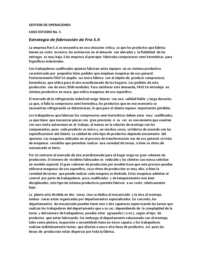 Caso Estudio No 5 | PDF | Mecanizado | Fábrica