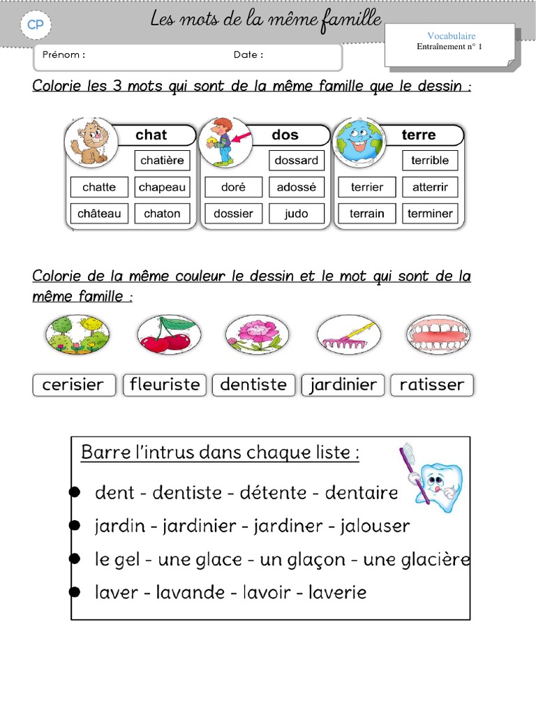 Mots Famille CP PDF | PDF