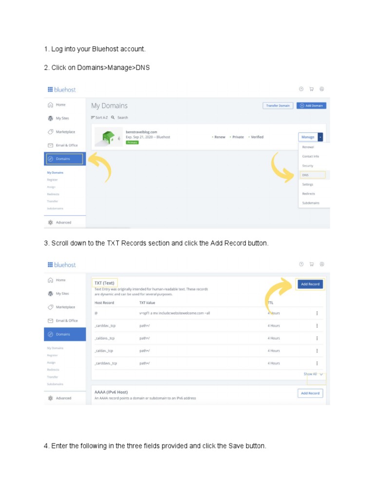 Verify Domain Google Search Console - Bluehost 2020 | PDF