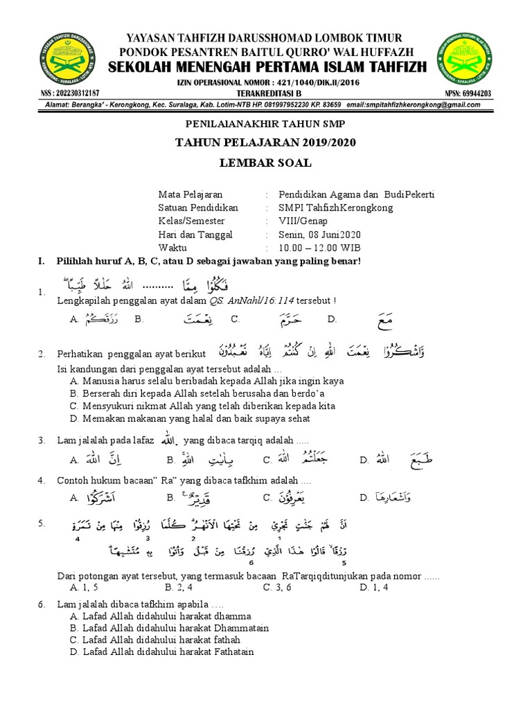 Soal Pabp | PDF | Agama & Spiritualitas