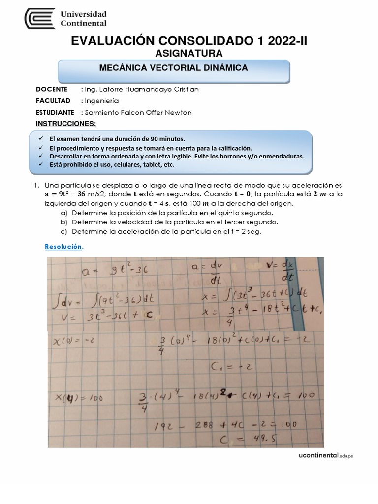 Solucionario - Ec1 - Dinamica - Sarmiento Falcon Offer Newton PDF | PDF
