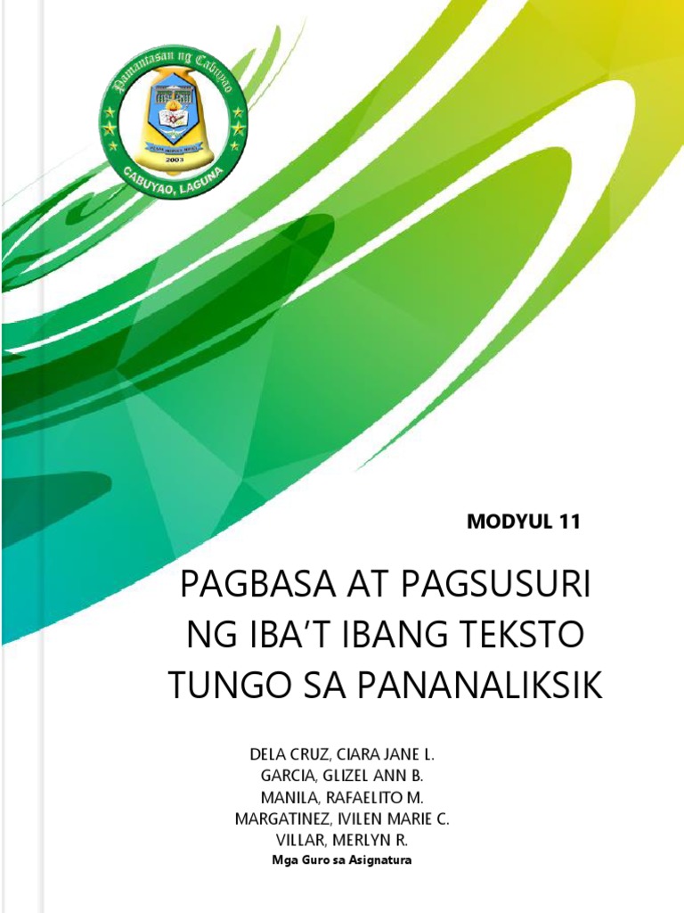 Pagbasa at Pagsusuri - Modyul 11 | PDF