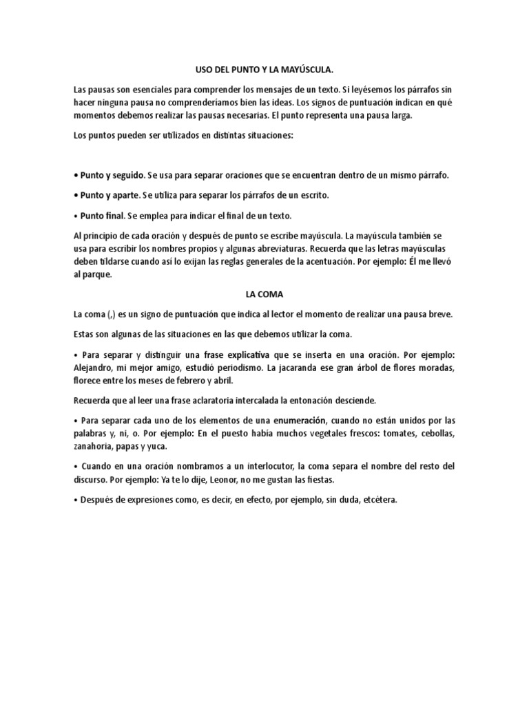 La importancia de la puntuación: el uso del punto y la mayúscula y la ...