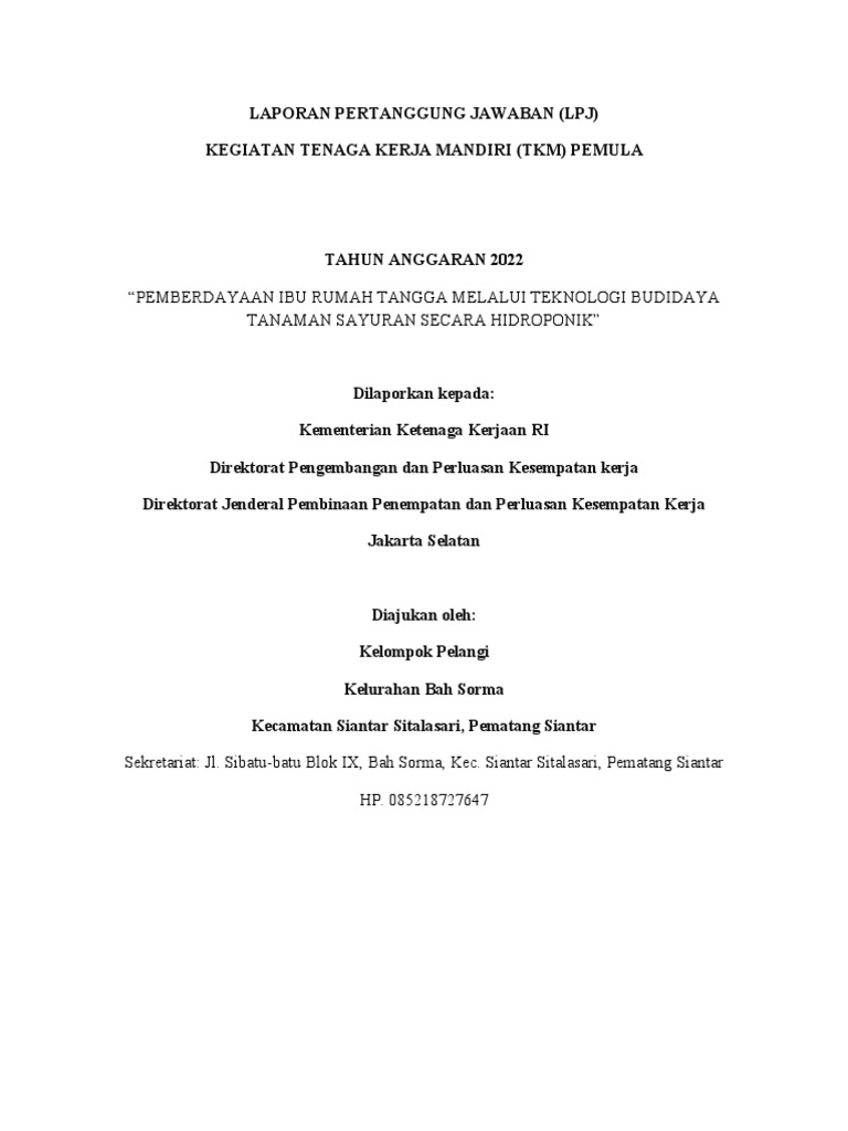 Format LPJ TKM | PDF